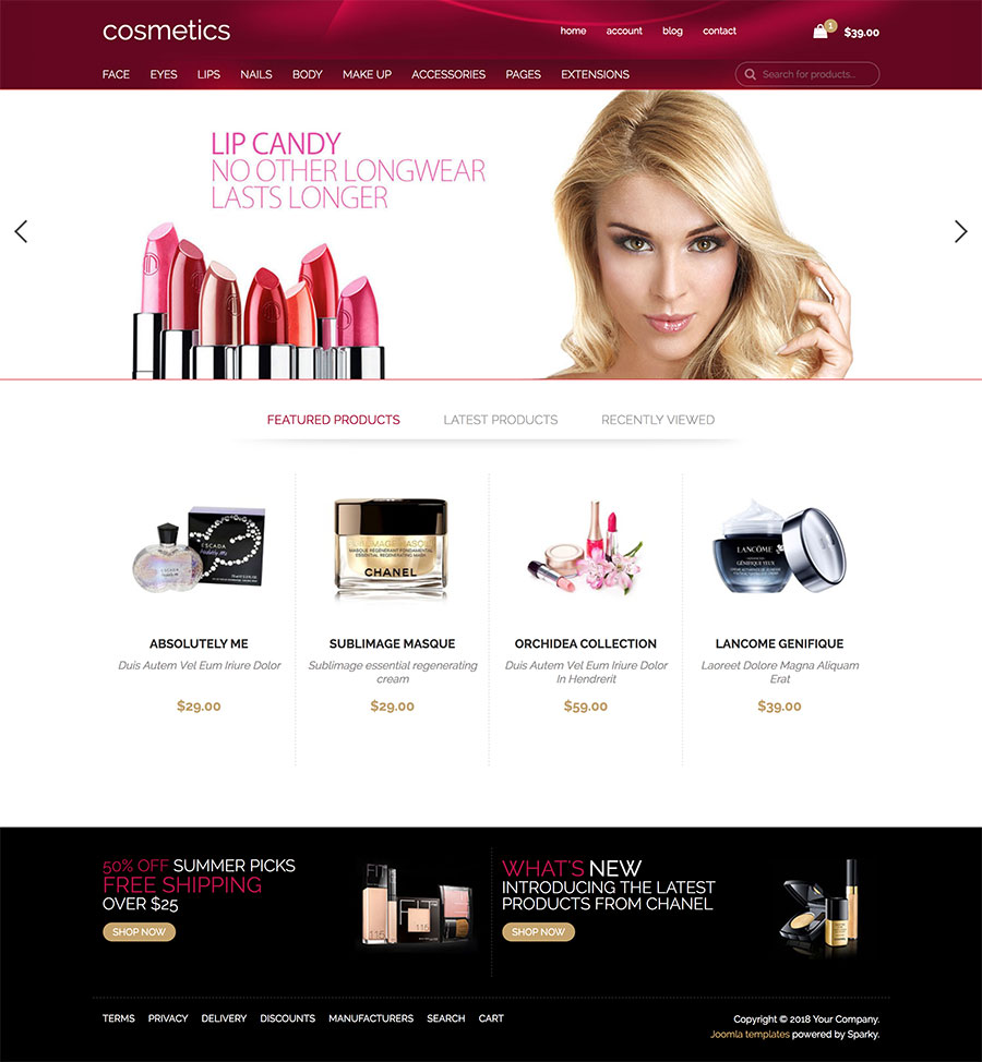 Cosmetic Template VirtueMart Templates HotThemes