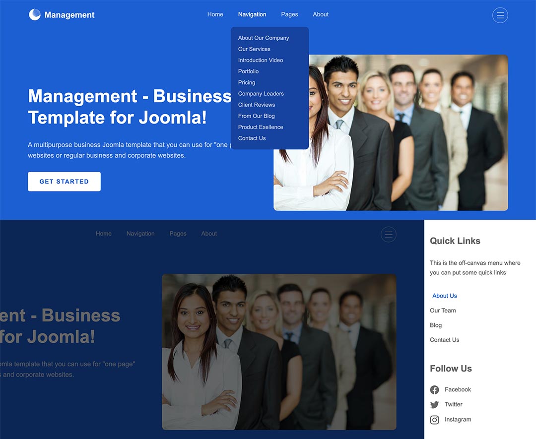 Management - One Page Business Joomla Template - Hot Themes